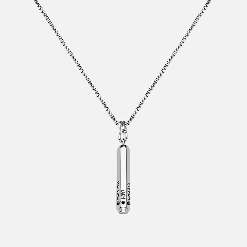 3D Engraved Hexagon Bar Necklace with Diamonds for Men in Stainless ...