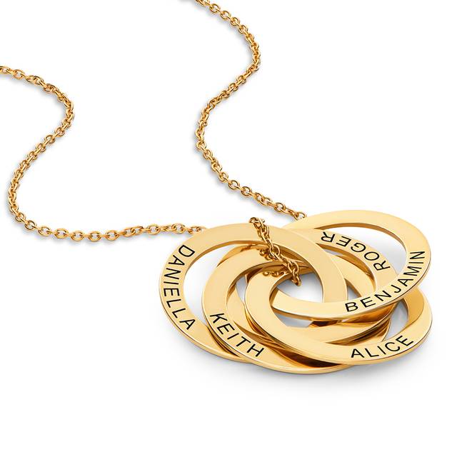 Russian Ring Necklace with 5 Rings in 18K Gold Plating - Theo Grace