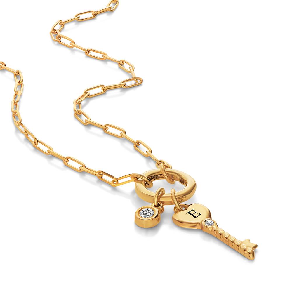 All Locked In Initial Diamond Necklace in Gold With Diamond Charm ...