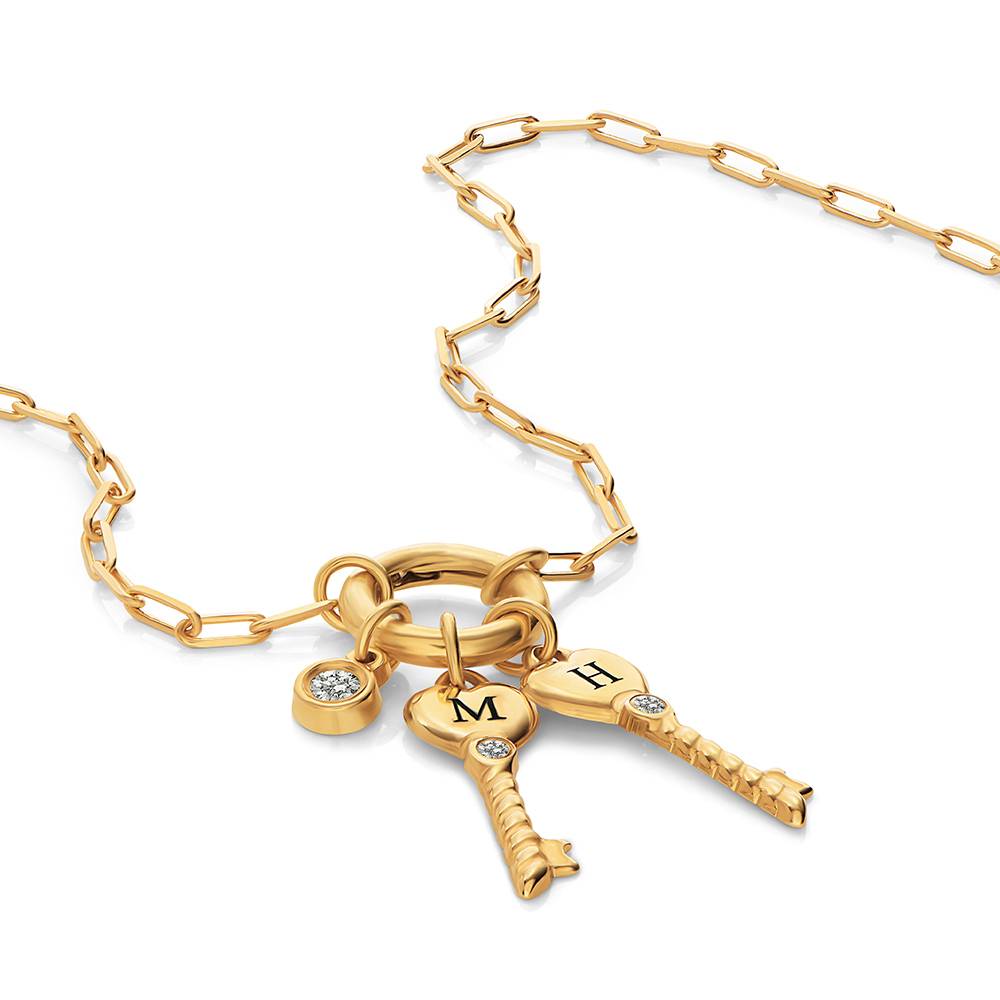 All Locked In Initial Diamond Necklace in Gold With Diamond Charm ...
