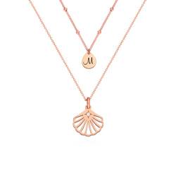 Ariel Shell Initial Necklace with Diamond in 18K Rose Gold Plating ...