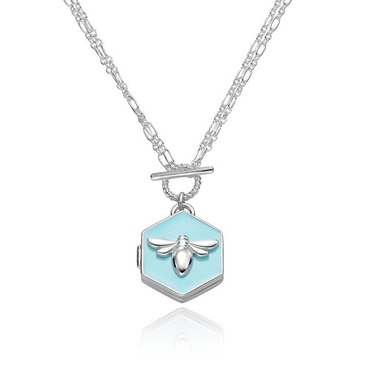 Bee Loved Photo Locket with Blue Enamel - Theo Grace