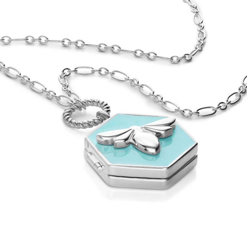 Bee Loved Photo Locket with Blue Enamel - Theo Grace