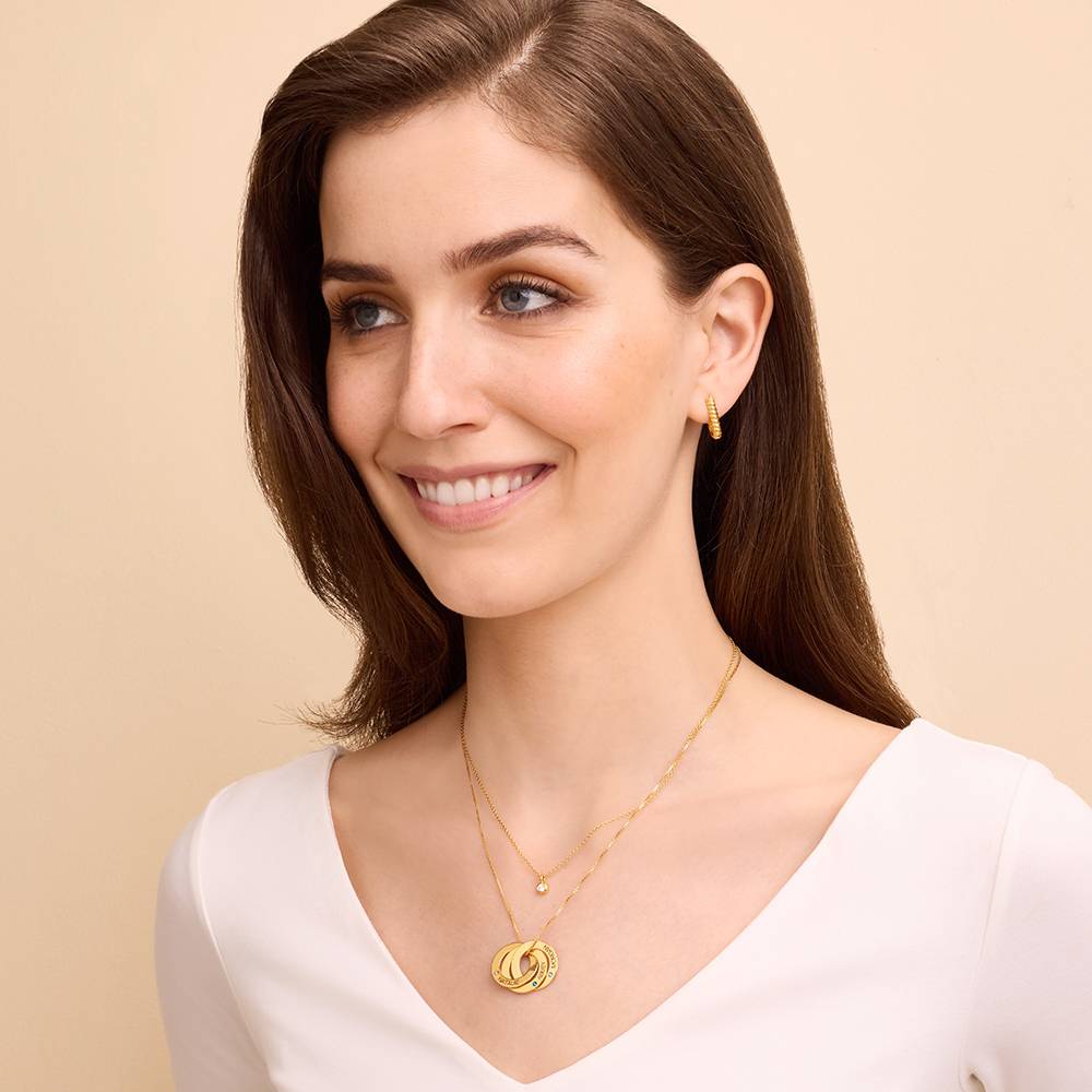 Russian Ring Necklace with Birthstones in 18K Gold Plating - Theo Grace