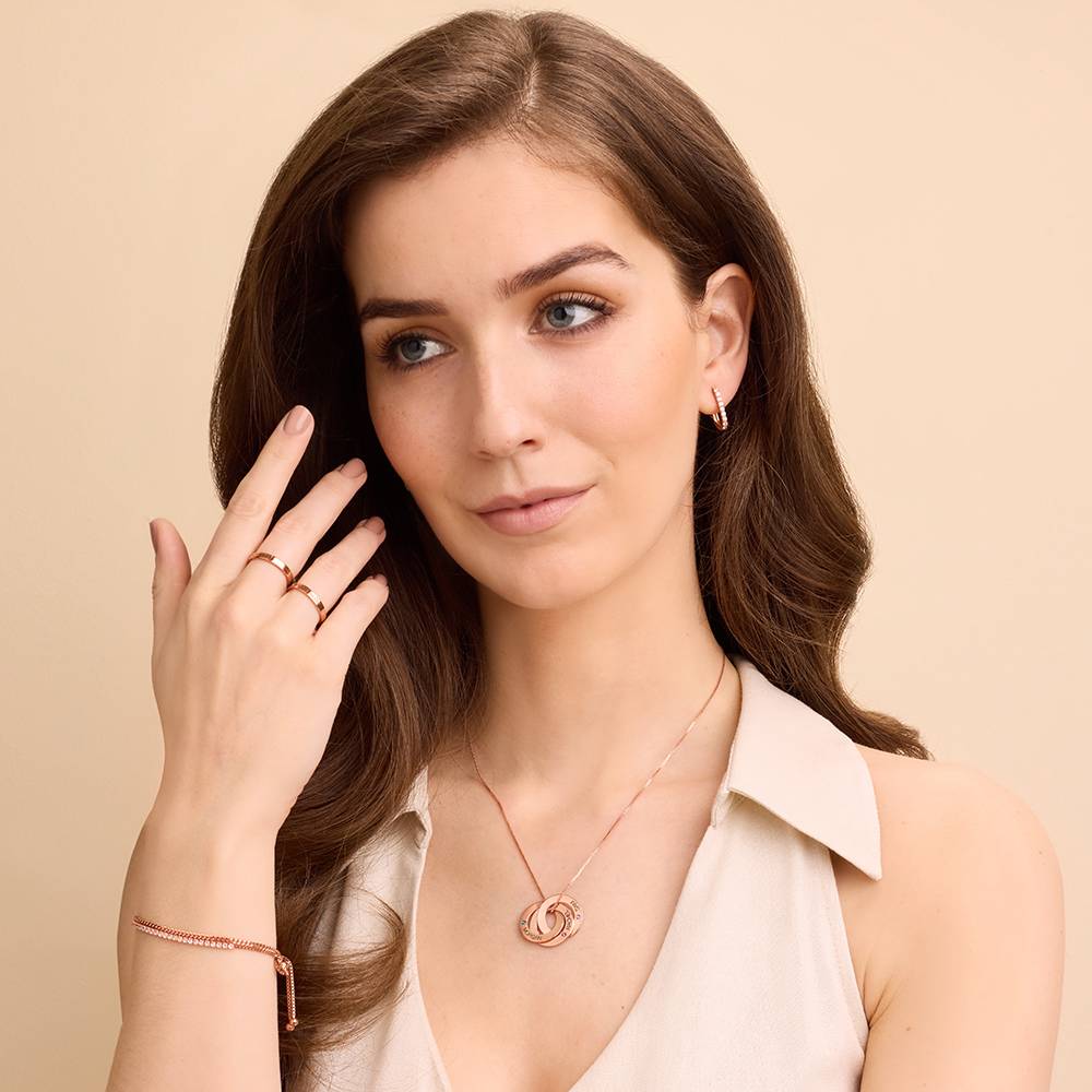 Russian Ring Necklace with Birthstones in 18K Rose Gold Plating - Theo ...