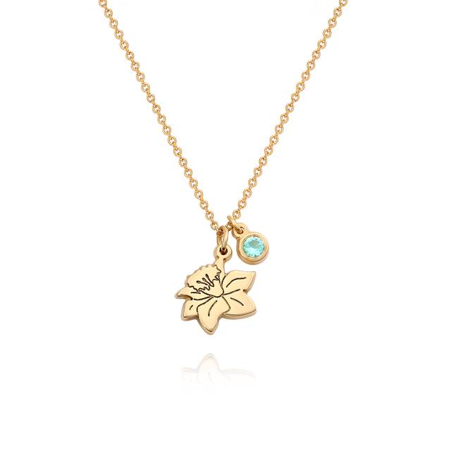 Fiorina Birth Flower Initial Necklace with Birthstone in Gold Vermeil ...