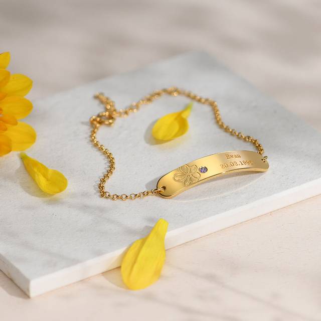 Blossom Birth Flower & Stone Bracelet in Gold Vermeil - Theo Grace