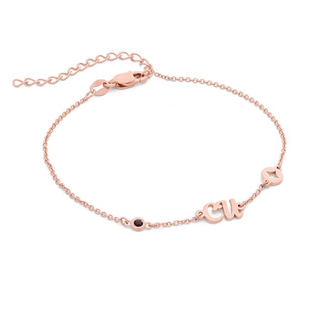 Bridget Star Initial Bracelet / Anklet with Gemstone in 18K Rose Gold ...