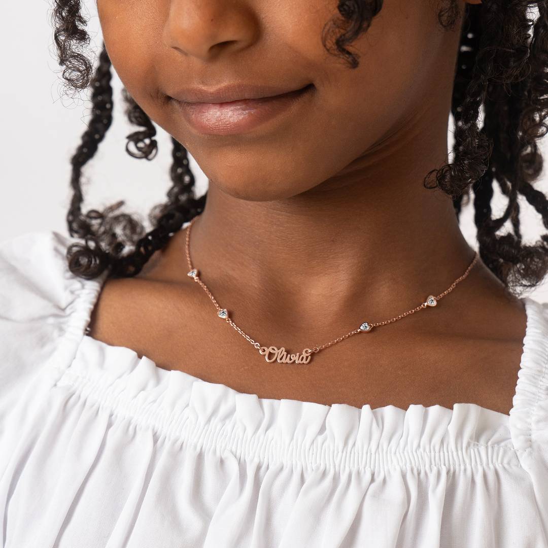 Charli Heart Chain Name Necklace for Girls in Rose Gold Plating - Theo ...