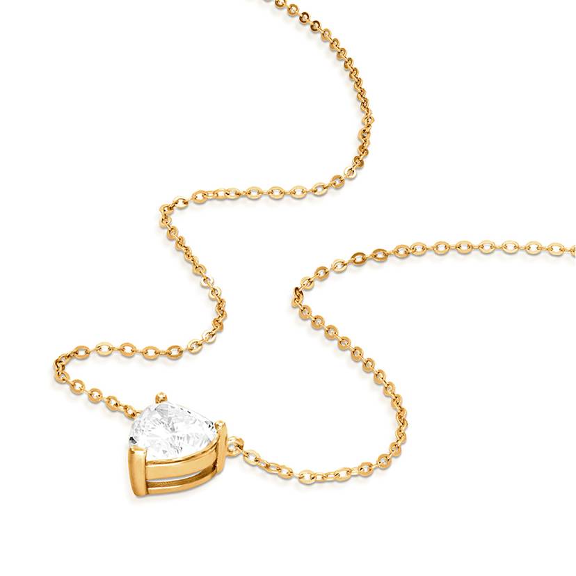 Classic Heart Necklace in Gold Vermeil with Cubic Zirconia - Theo Grace