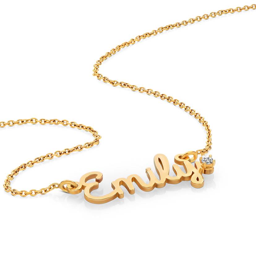 Personalized Cursive Name Necklace with Diamond in Gold Vermeil - Theo ...