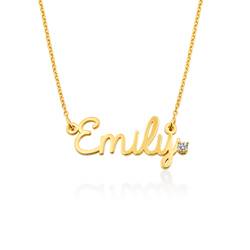 Personalized Cursive Name Necklace with Diamond in 18K Gold Vermeil ...