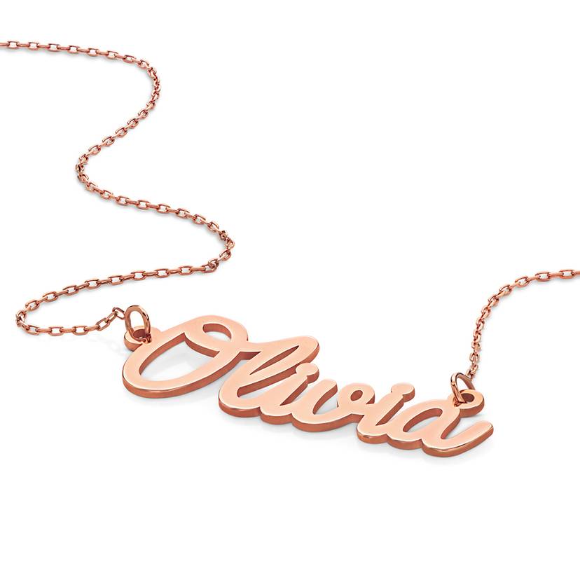 Personalized Cursive Name Necklace in 18K Rose Gold Plating - Theo Grace