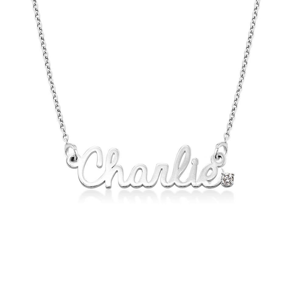 Personalized Cursive Name Necklace with Diamond in Sterling Silver ...
