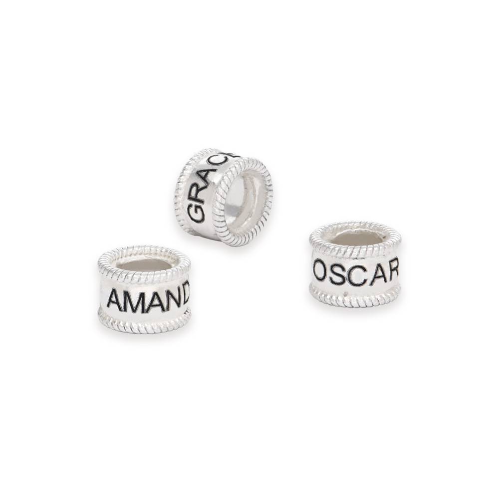 Custom Engraved Beads for Charming Heart Necklace in Silver - theo grace