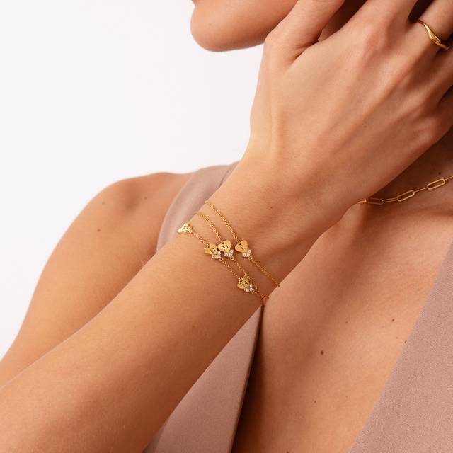 Dakota Heart Initial Bracelet with Diamonds in 18K Gold Vermeil - Theo Grace (Formerly MYKA)