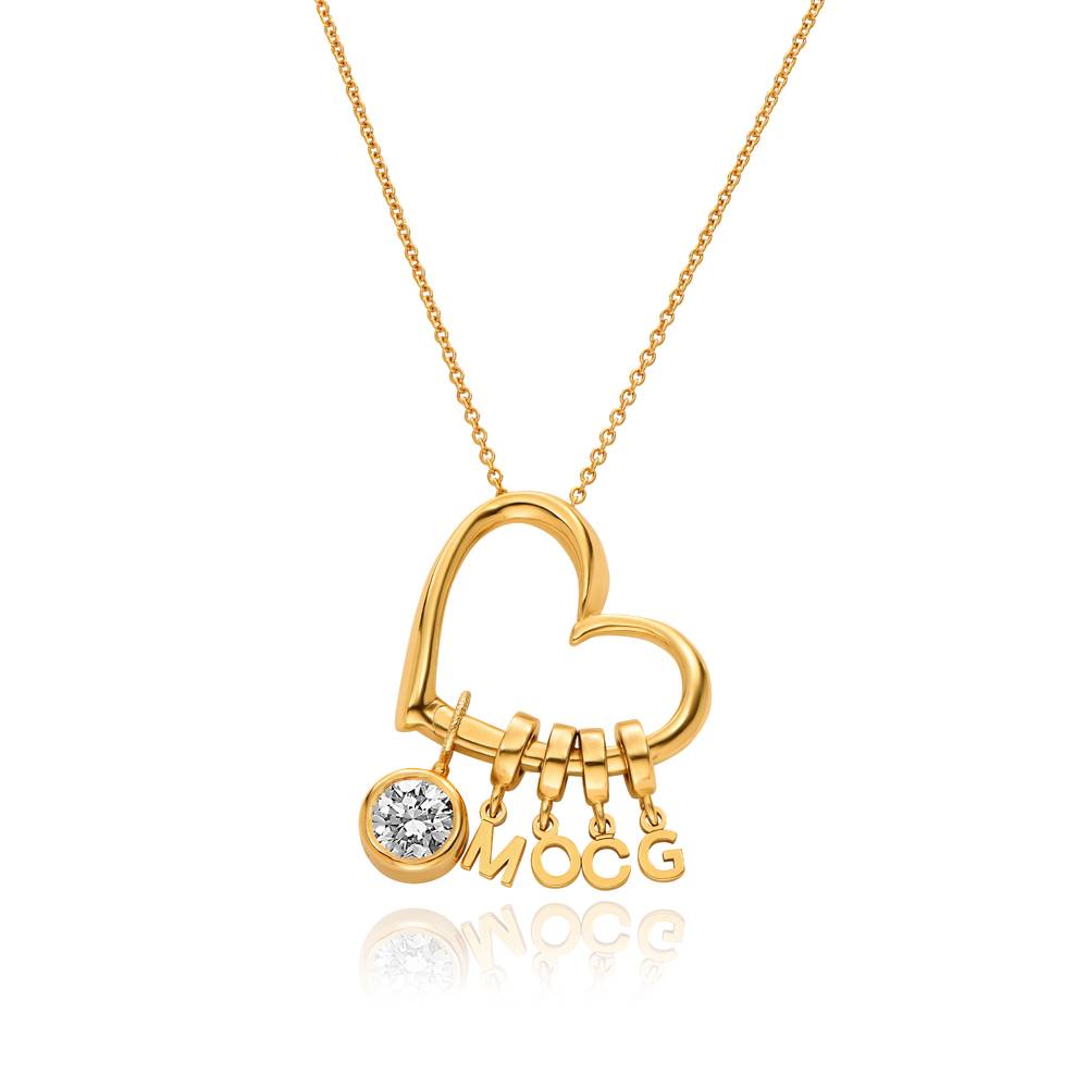 Delina Necklace with Drop Initials & 1CT Diamond in Gold Vermeil - Theo ...