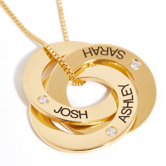 Russian Ring Necklace with Diamonds in 18K Gold Plating - Theo Grace