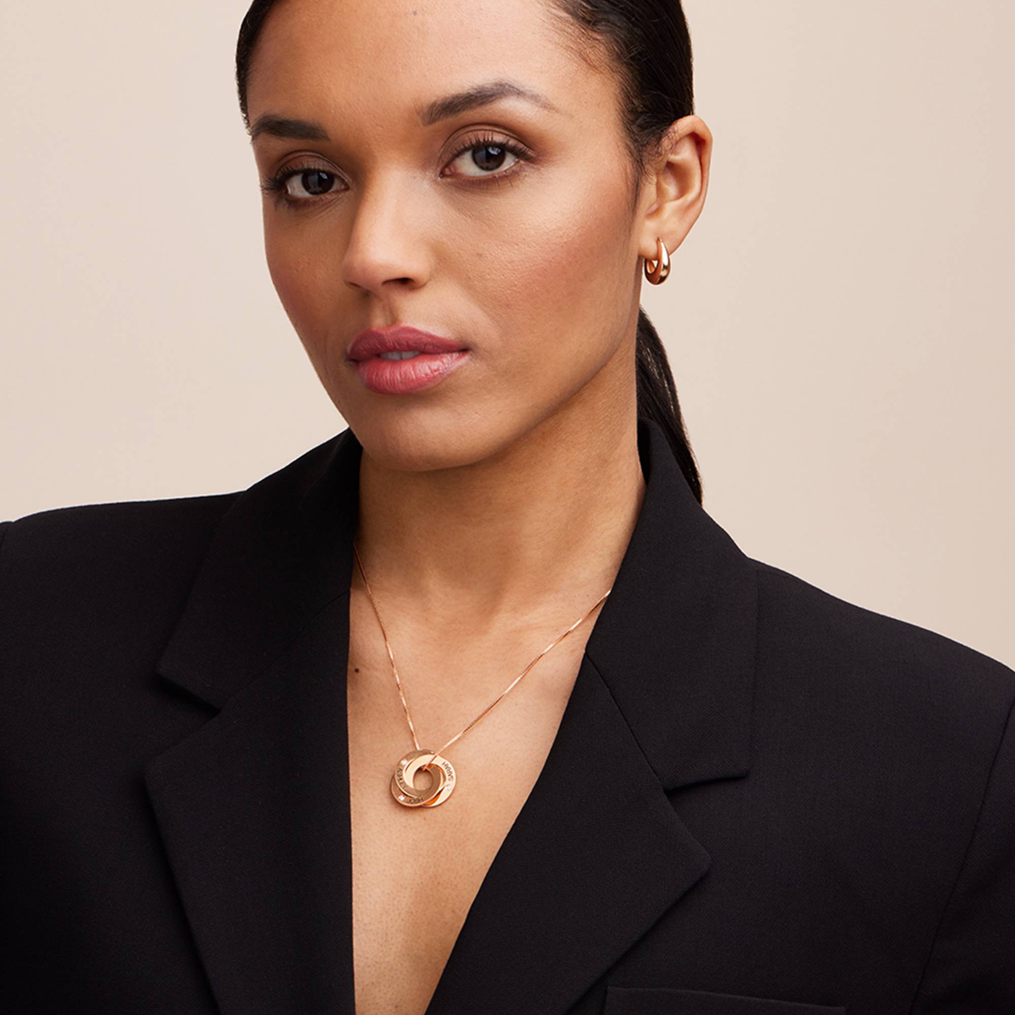 Russian Ring Necklace with Diamonds in 18K Rose Gold Plating - Theo Grace