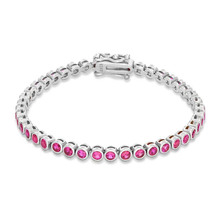 Endless Grace Tennis Bracelet in Silver with Round Red Cubic Zirconia ...