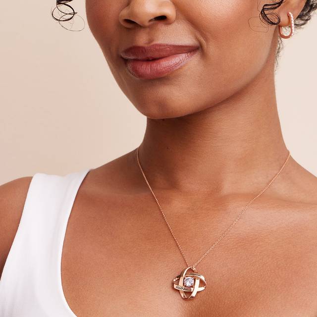Galaxy Necklace with Cubic Zirconia in Rose Gold Plating - Theo Grace