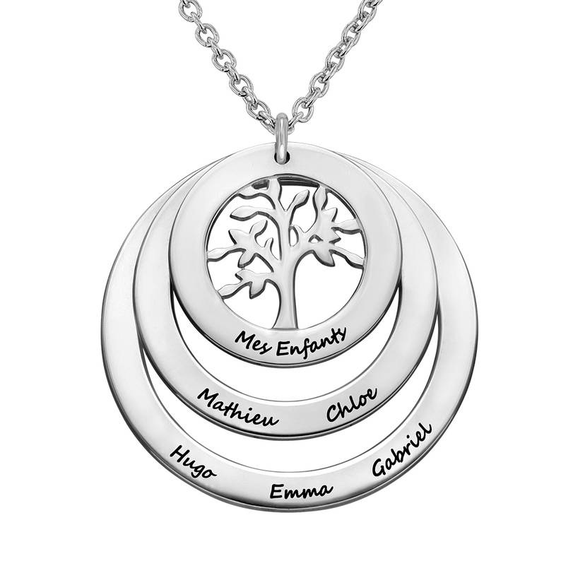 Family Circle Necklace with Hanging Family Tree in Sterling Silver ...