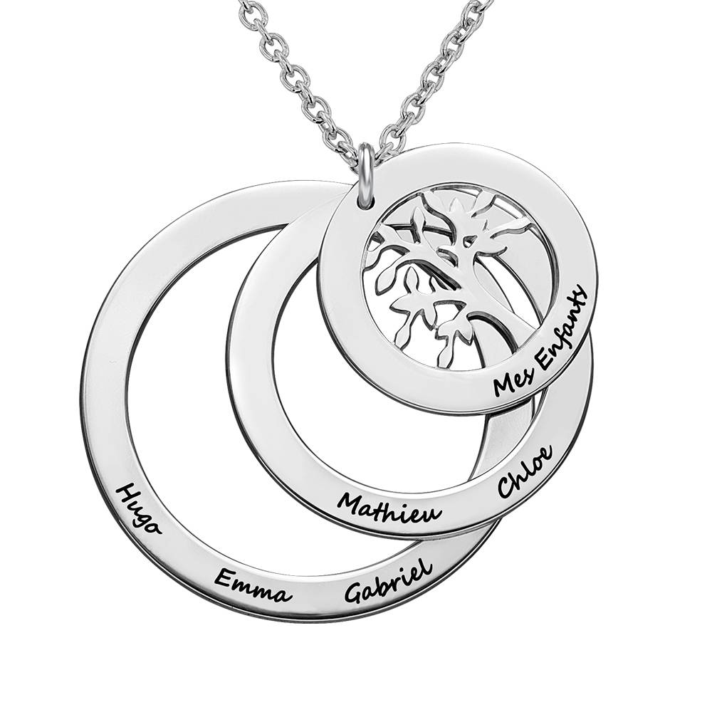 Family Circle Necklace with Hanging Family Tree in Sterling Silver ...