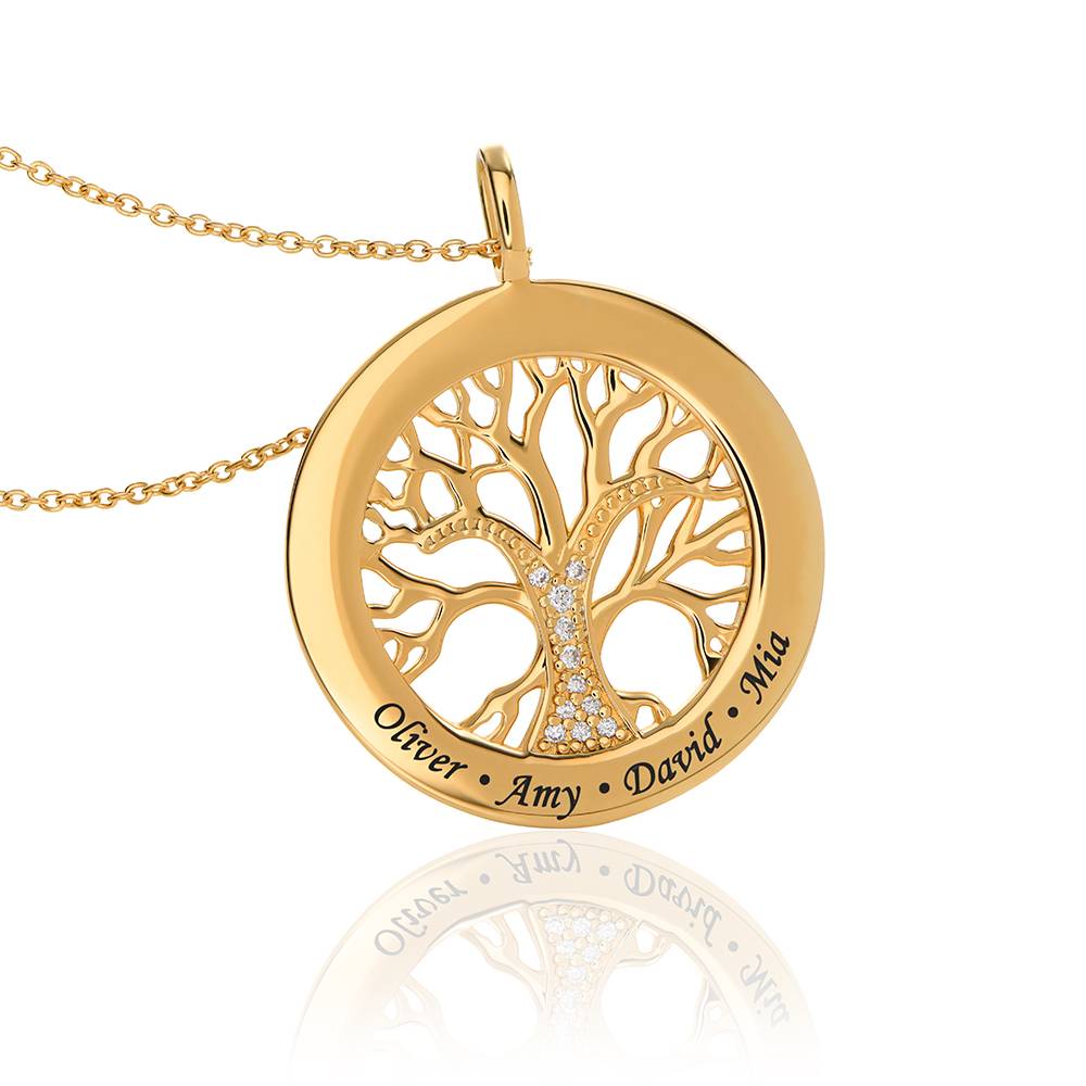 Family Tree Circle Necklace with Diamonds in 18K Gold Vermeil - Theo Grace