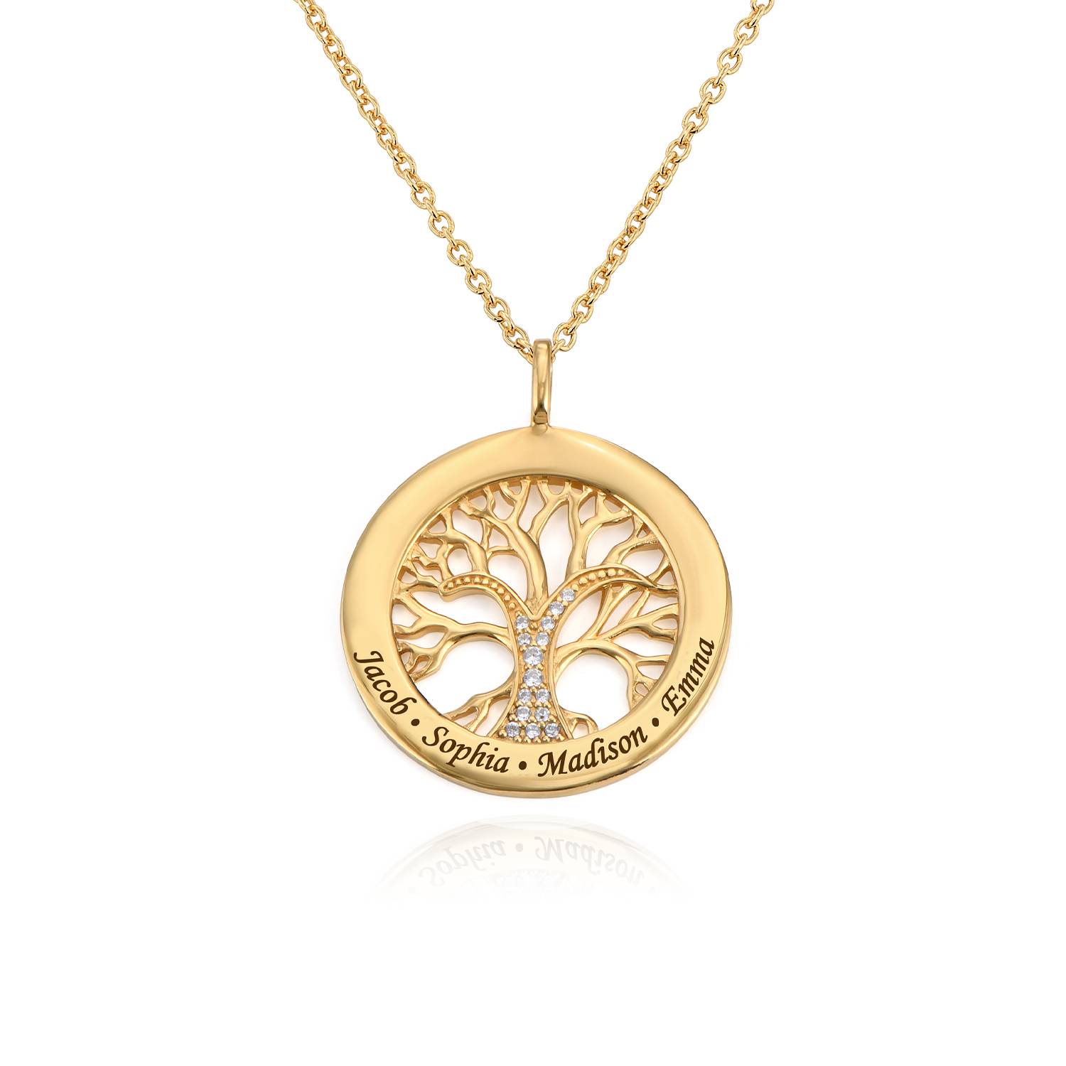 Family Tree Circle Necklace with Diamonds in Gold Vermeil - Theo Grace