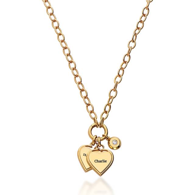 Heart-to-Heart Engravable Necklace in Gold Plating with Diamond - Theo ...
