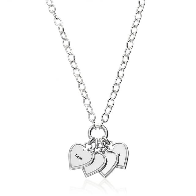 Heart-to-Heart Engravable Necklace in Silver - Theo Grace