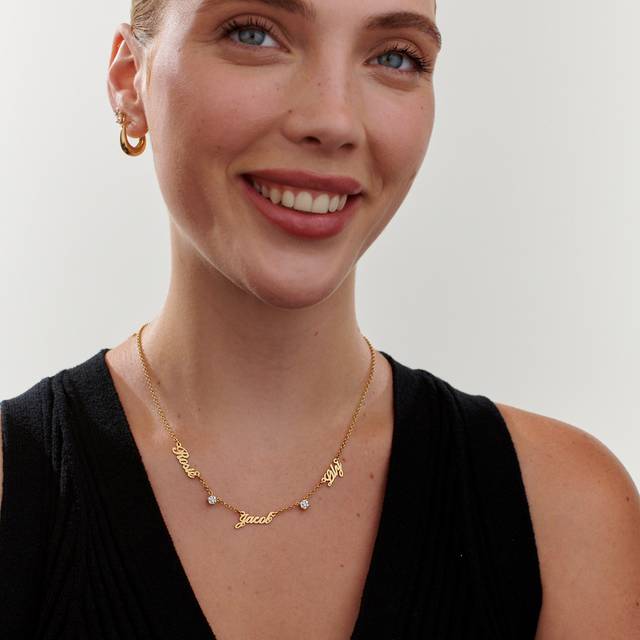 Heritage Multiple Name Necklace with 0.30CT Diamonds in Gold Vermeil ...