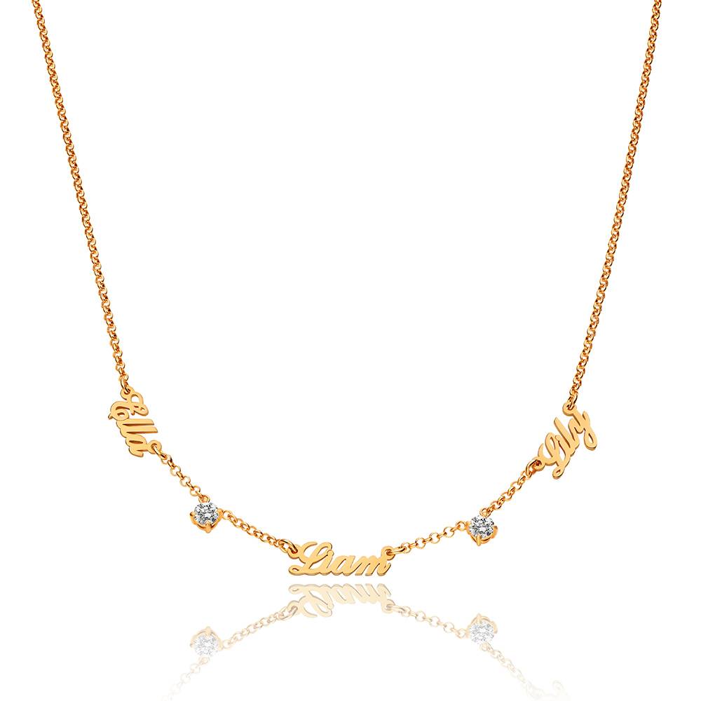 Heritage Multiple Name Necklace with 0.30CT Diamonds in Gold Vermeil ...