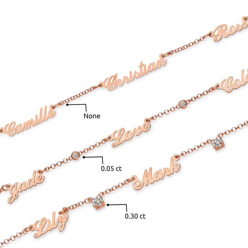 Heritage Multiple Name Necklace with 0.30CT Diamonds in Rose Gold ...