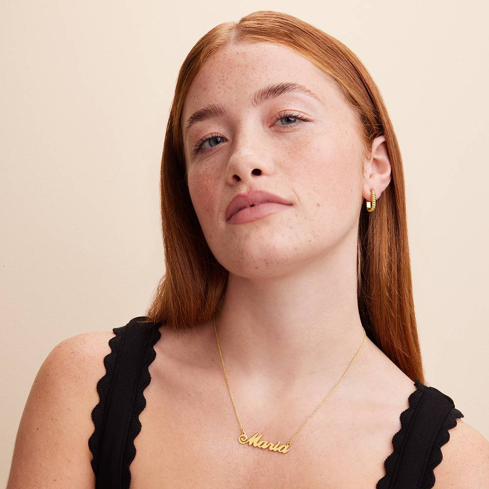 Hollywood Small Name Necklace in 14K Solid Yellow Gold - Theo Grace ...