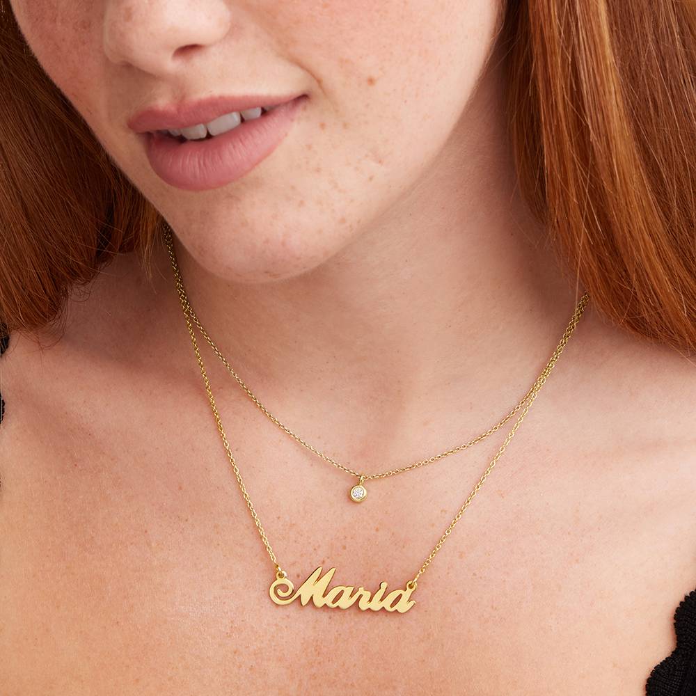 Hollywood Small Name Necklace in 14K Solid Yellow Gold - Theo Grace ...
