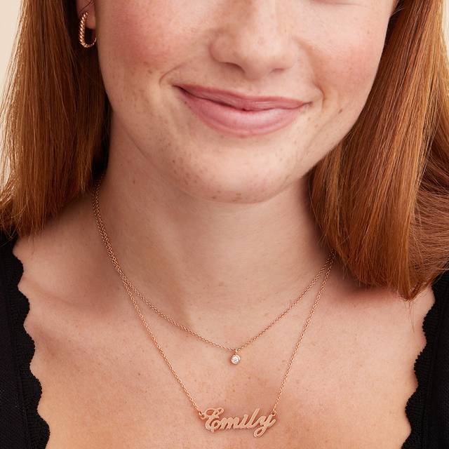 Hollywood Small Name Necklace in Rose Gold Plating - Theo Grace