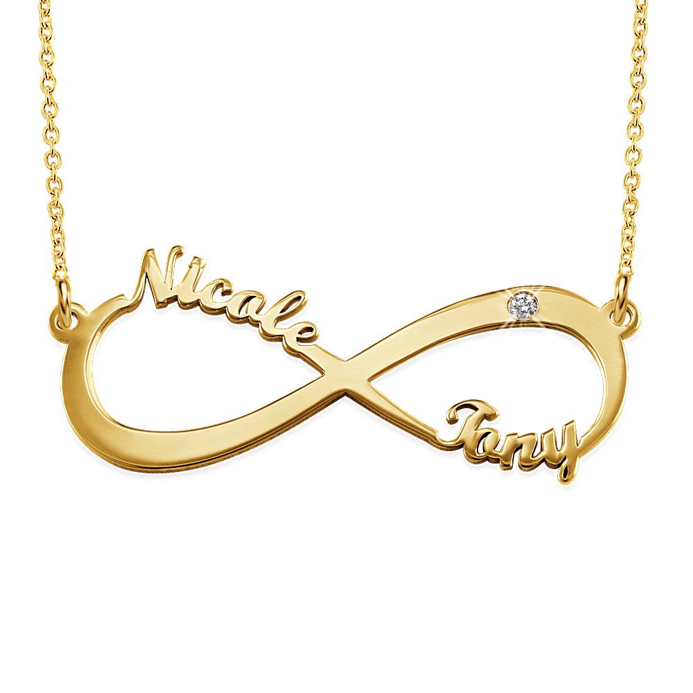 Infinity Name Necklace with Diamond in Gold Plating - Theo Grace