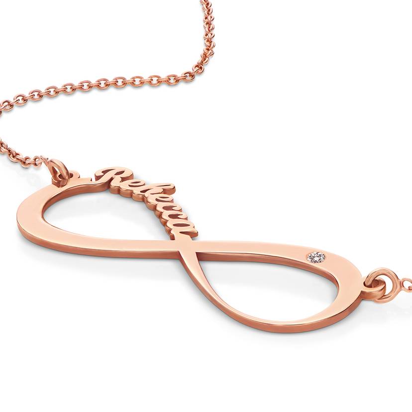 Infinity Name Necklace with Diamond in Rose Gold Plating - Theo Grace