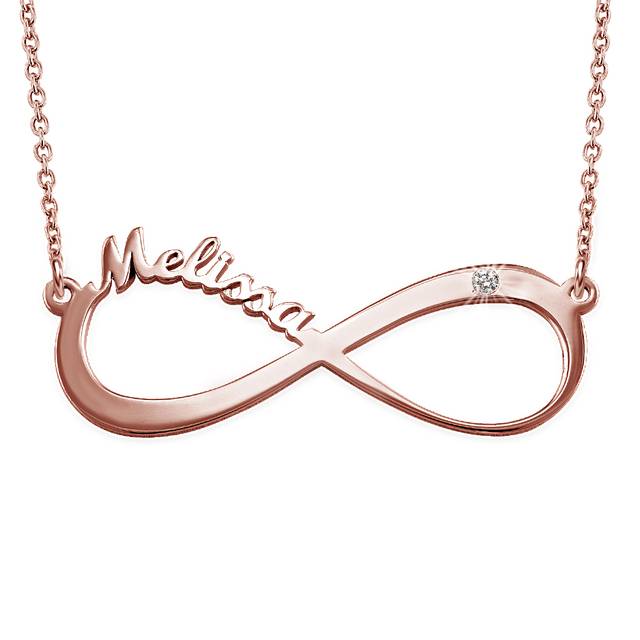 Infinity Name Necklace with Diamond in Rose Gold Plating - Theo Grace