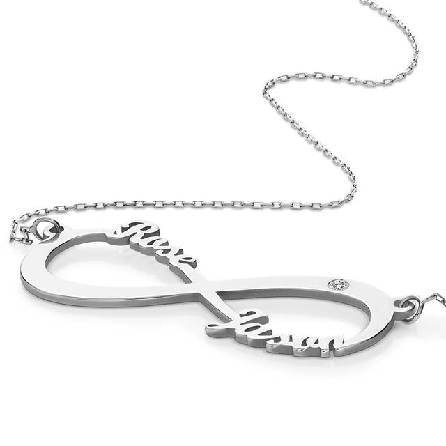 Infinity Name Necklace with Diamond in Silver - Theo Grace