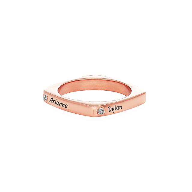 Iris Custom Square Diamond Ring in Rose Gold Vermeil - Theo Grace