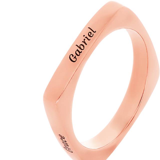 Iris Custom Square Ring in Rose Gold Plating - theo grace