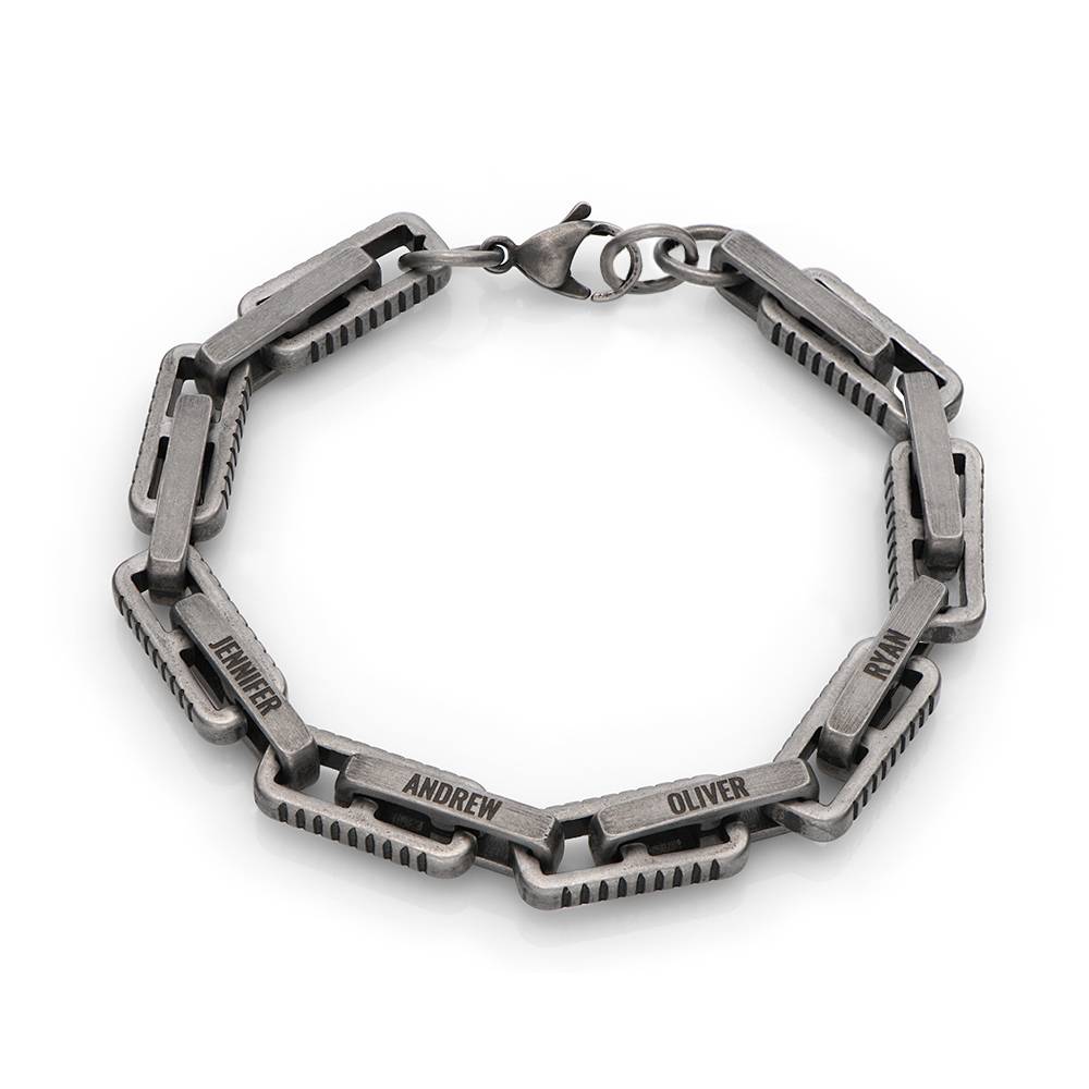 Iron Link Bracelet for Men in Black Stainless Steel - Theo Grace