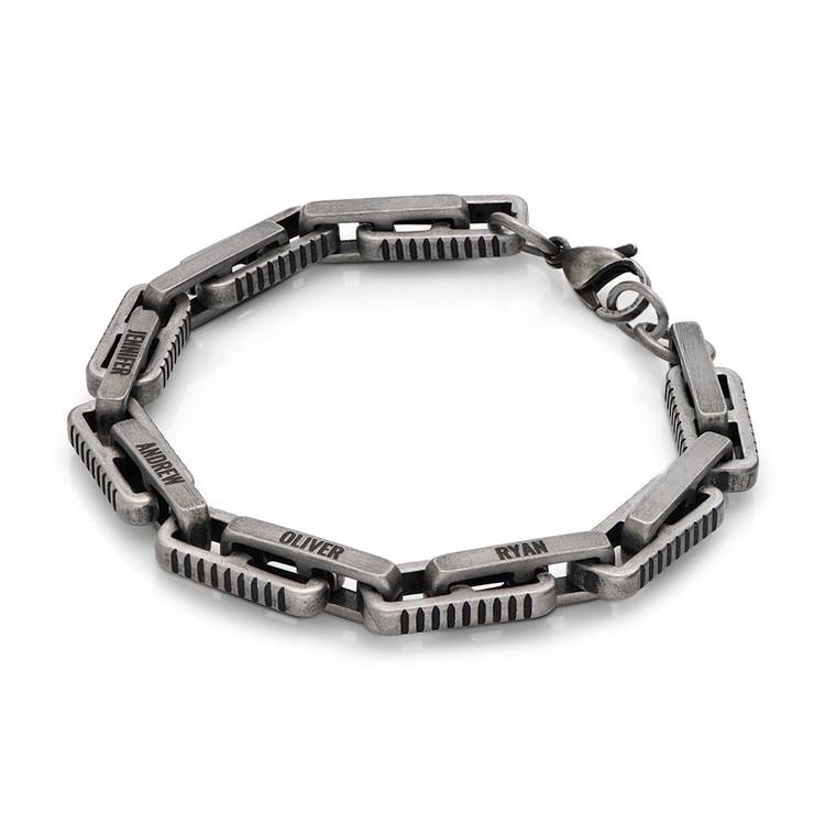 Iron Link Bracelet for Men in Black Stainless Steel - Theo Grace