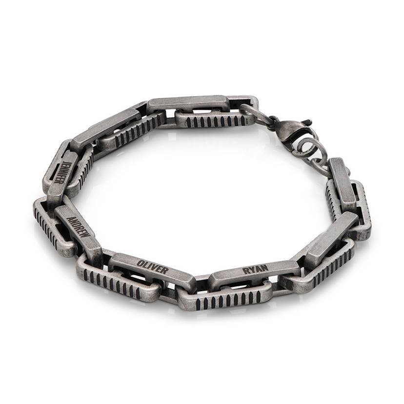 Iron Link Bracelet for Men in Black Stainless Steel - Theo Grace