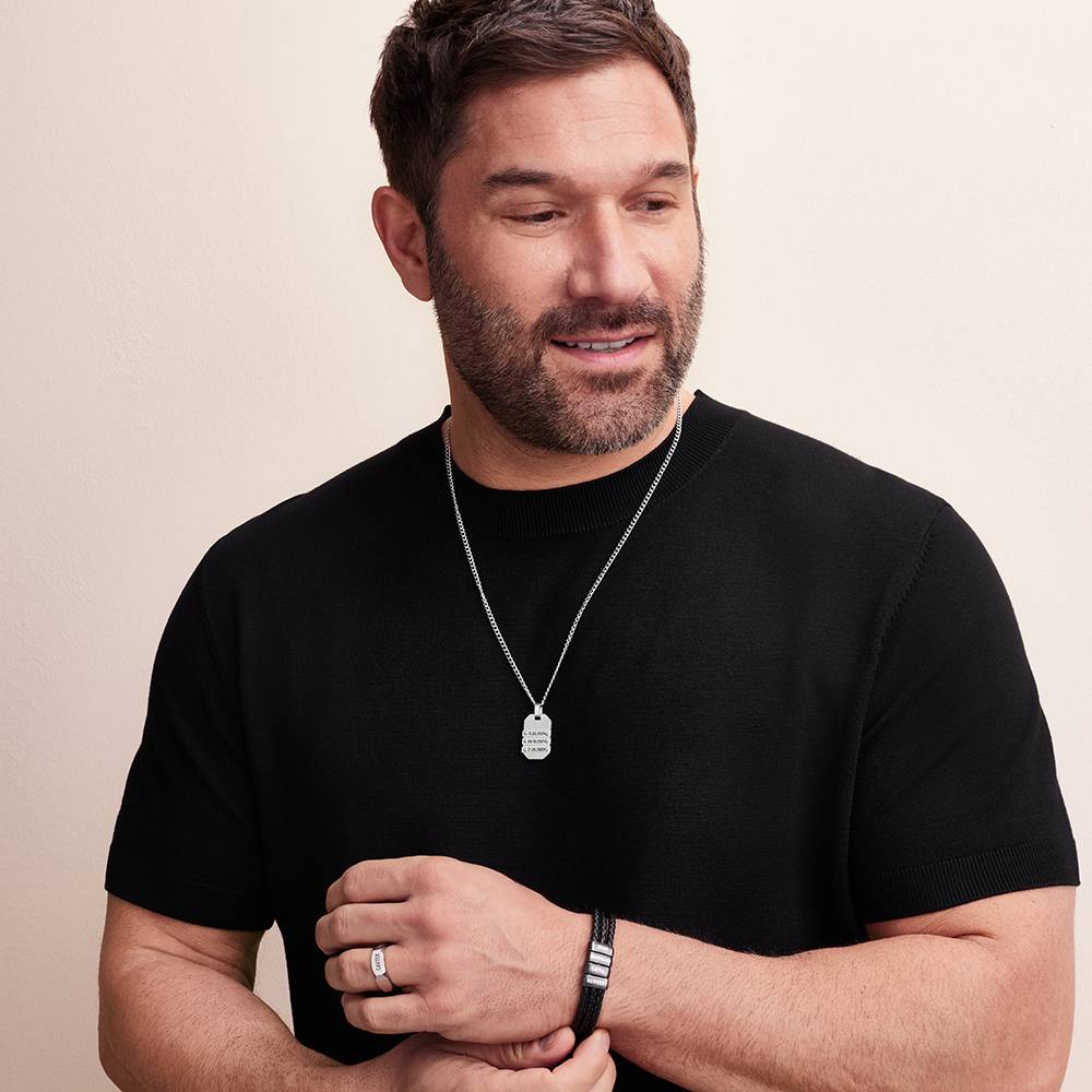 Iron Tag Necklace for Men in Stainless Steel - Theo Grace