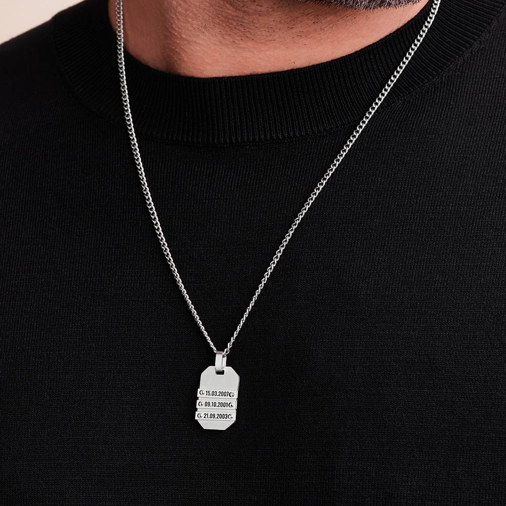 Iron Tag Necklace for Men in Stainless Steel - Theo Grace