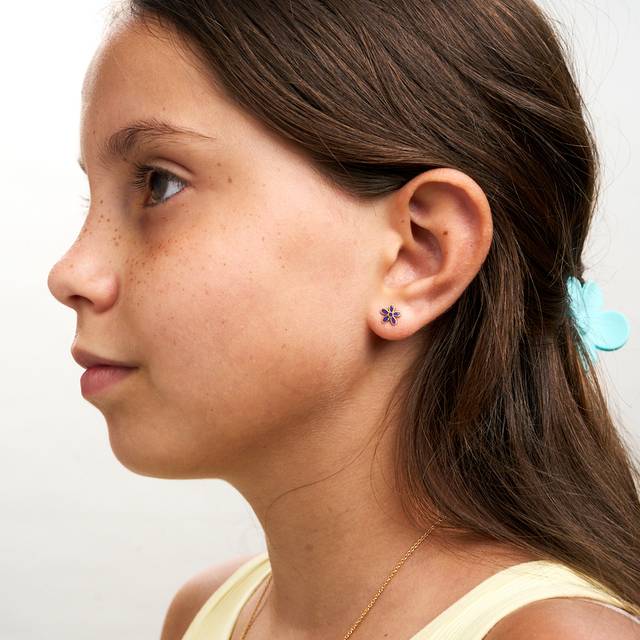 Lily Enamel Earrings for Girls in Gold Vermeil - Theo Grace
