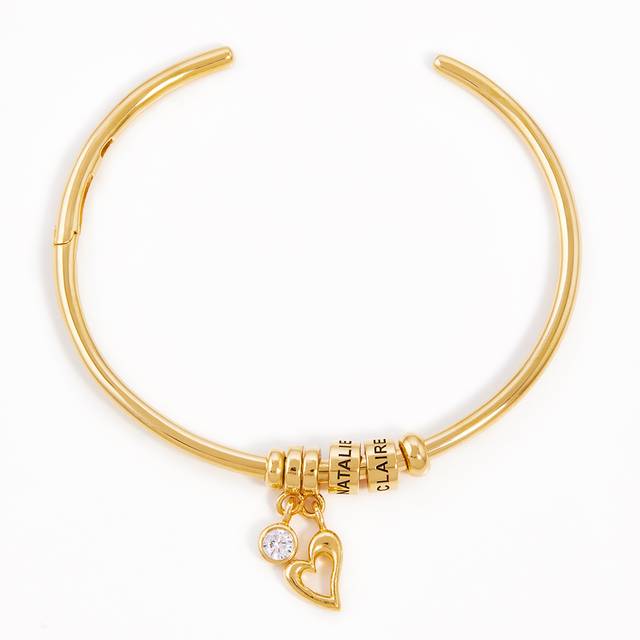 Linda Open Bangle Bracelet with Gold Vermeil Beads - Theo Grace